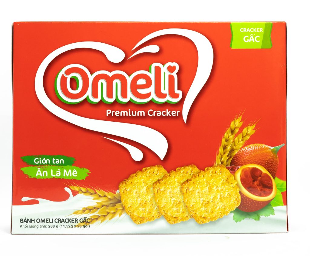 Bánh Omeli Cracker Gấc hộp giấy 288g - Greenfood Việt Nam
